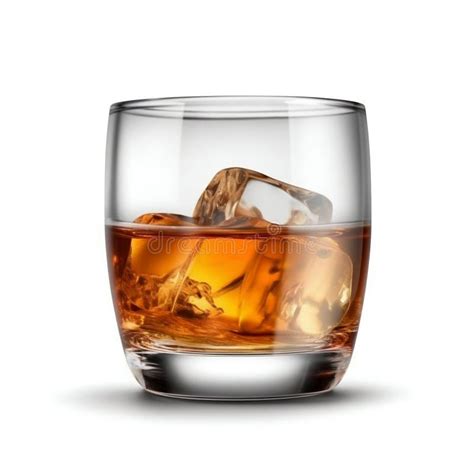 Whiskey Glass With Ice Cubes Generative Ai Stock Illustration
