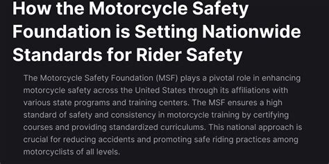 How The Motorcycle Safety Foundation Is Setting Nationwide Standards
