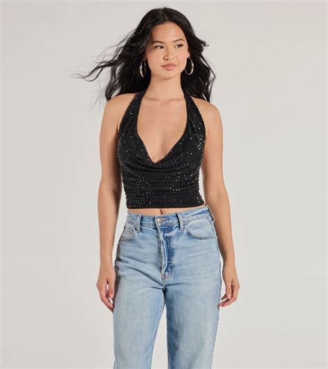 Womens Black Crop Tops And Windsor