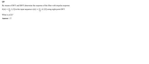 Solved By Means Of DFT And IDFT Determine The Response Of Chegg