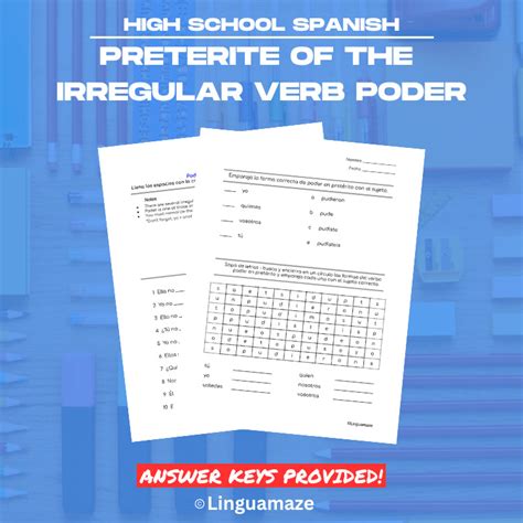 Poder Irregular Spanish Preterite Tense Verb Linguamaze