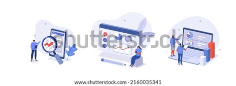 Marketing Data Analyzing Illustration Set Characters Stock Vector Royalty Free 2160035341