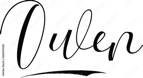 Owen Male Name Cursive Calligraphy On White Background Stock Vector
