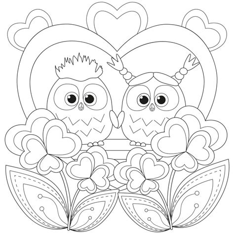 Coloriage Hiboux De La Saint Valentin Télécharger Et Imprimer Gratuit