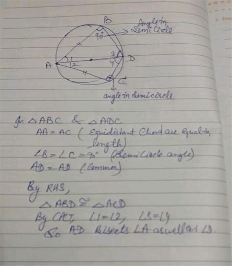 In A Circle With Centre O Diameter Ad And Diameter Bc Are Given Prove That Chord Ab Chord Cd