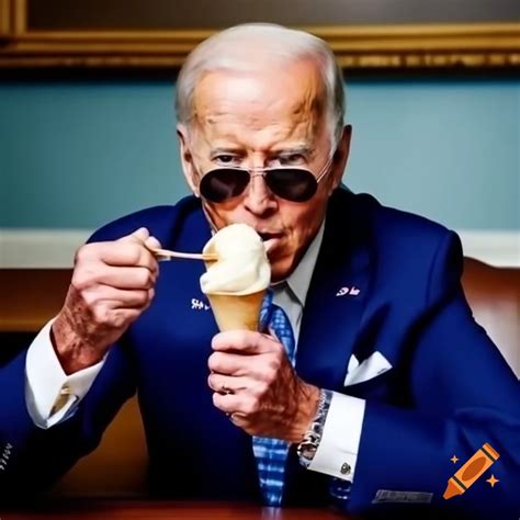 Joe Biden Looking Lost While Eating An Ice Cream Cone On Craiyon