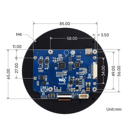 Buy Waveshare 3 4inch DSI Round Touch Display Online At Robu In