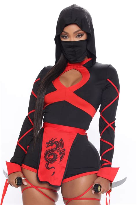 Dragon Ninja 3 Piece Costume Set Blackred Fashion Nova Womens