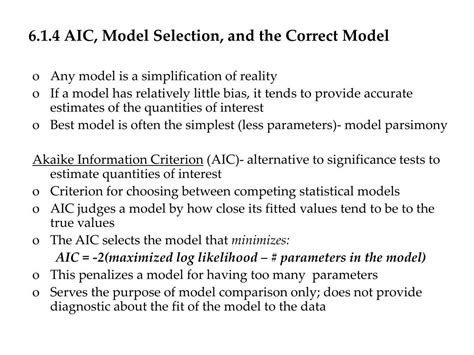 PPT 6 1 4 AIC Model Selection And The Correct Model PowerPoint Presentation ID 910241