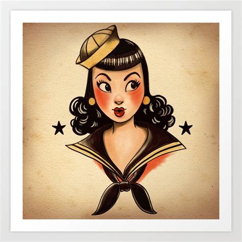 Sailor Jerry Tribute Art Print By Pinup Bombshells Society6