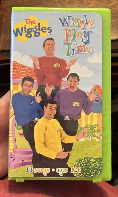 The Wiggles Wiggly Play Time Vhs Tape 2001 Vintage Green Clamshell And