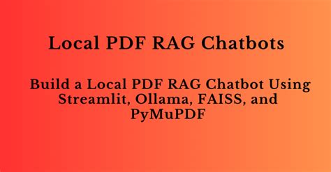 Build An Amazing Local Pdf Rag Chatbot With Streamlit And Ollama Tech