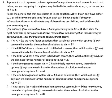 Solved Suppose Ax B Represents A Linear System Of M Chegg Com