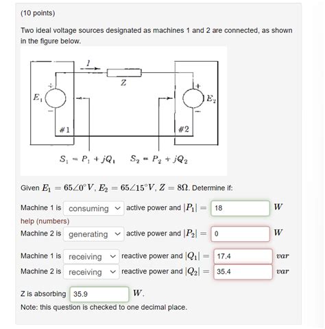 Solved 10 Points Two Ideal Voltage Sources Designated As Chegg
