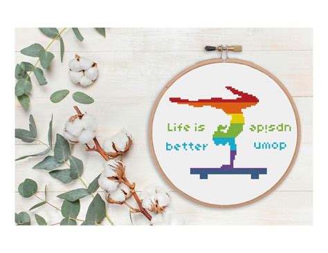 Gymnastics Cross Stitch Pattern Handstand Cross Stitch Chart Life Is