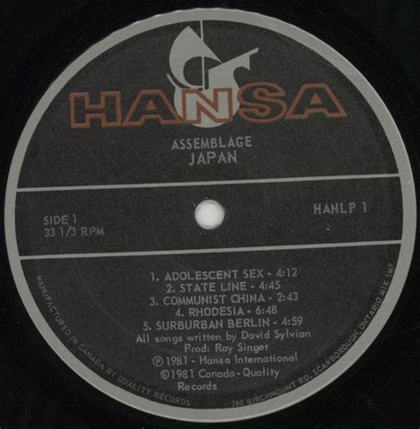 Japan Assemblage Canadian Vinyl Lp —