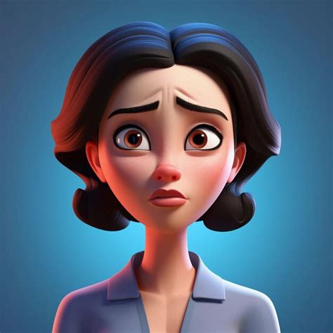 Premium Photo 3d Character Avatar Of A Girl With A Sad Facial Expression