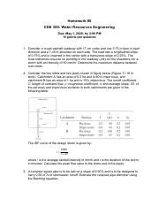 CEE350 HW5 Spring 2020 Pdf Homework 5 CEE 350 Water Resources