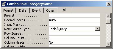 Ms Access Row Source Type For Combo Box