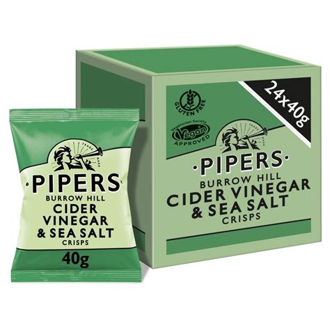 Pipers Burrow Hill Cider Vinegar Sea Salt Crisps 40g X 24 WDS Group