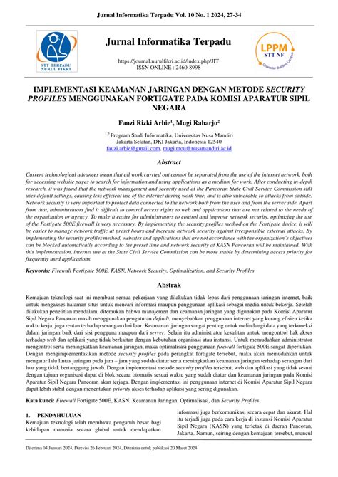 Pdf Implementasi Keamanan Jaringan Dengan Metode Security Profiles Menggunakan Fortigate Pada