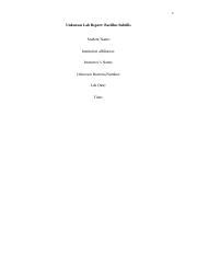 Unknown Lab Report Edited Docx Unknown Lab Report Bacillus Subtilis Babe Name