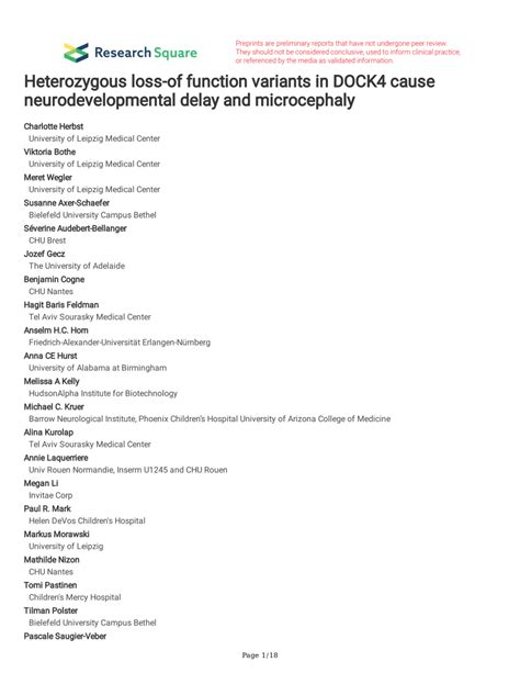 Pdf Heterozygous Loss Of Function Variants In Dock Cause