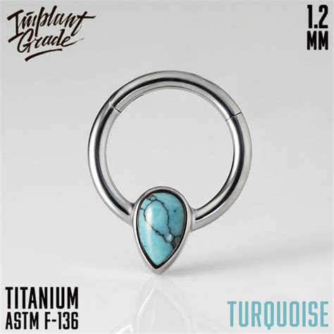 Natural Stone Drop Hinged Segment Ring 12 16 G Implant Grade