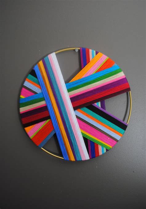 String Wall Art Colorful Wrapped Hoop Unique Art Deco Chic Geometric String Art Minimalist