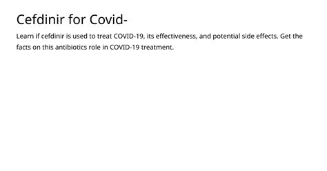 Cefdinir For Covid Medsis Cefdinir For Covid Medsis