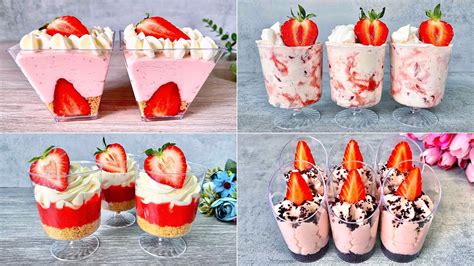 4 Easy NO BAKE Strawberry Dessert Cup Recipes Easy And Yummy Love