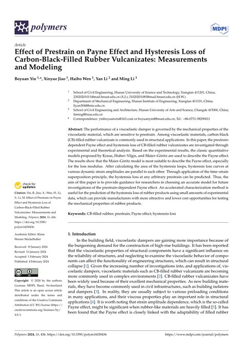 PDF Effect Of Prestrain On Payne Effect And Hysteresis Loss Of Carbon