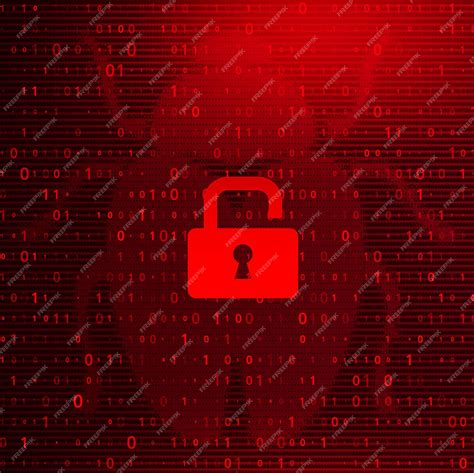 Premium Vector Digital Binary Code On Dark Red Background With Lock