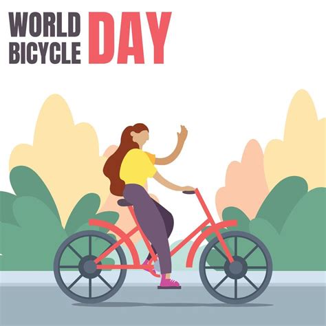 Illustration Vector Graphic Of A Woman Riding A Bicycle Waving On The