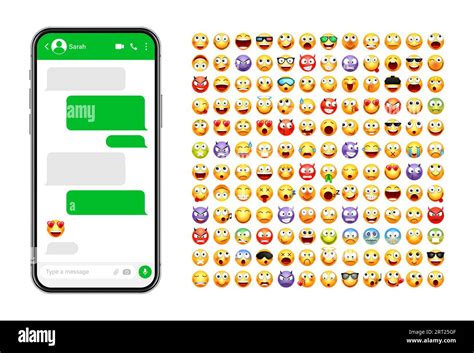 Smartphone Messaging App User Interface Design With Emoji Sms Text