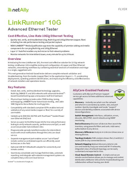 Linkrunner 10g Advanced Ethernet Tester Product Overview And Key Features