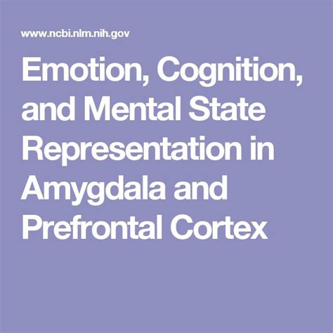 Emotion Cognition And Mental State Representation In Amygdala And