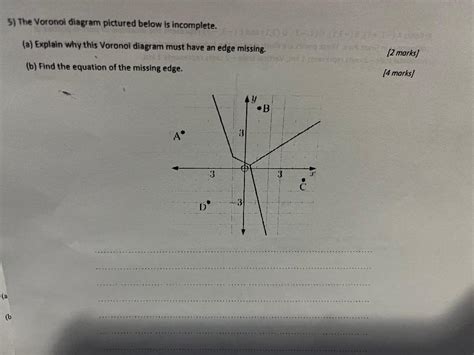 Solved 5 The Voronoi Diagram Pictured Below Is Incomplete