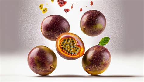 Premium Photo Fresh Ripe Raw Passion Fruit Falling In The Air