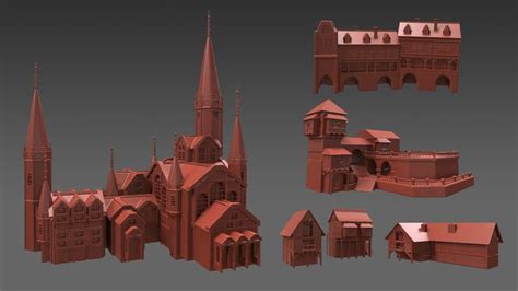 Artstation Medieval 3d Buildings Michael Lacek 3d Building