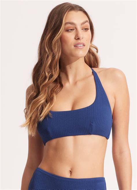 Sea Dive Scoop Neck Halter Bikini Top Ultramarine Seafolly Singapore