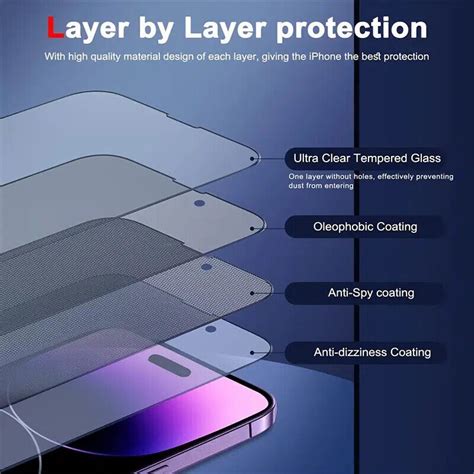 For Iphone 15 14 13 12 11 Pro Max Privacy Tempered Glass Screen Camera