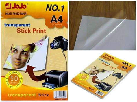 Jojo Transparency Clear High Glossy A4 Sticker Labels Synthetic Paper