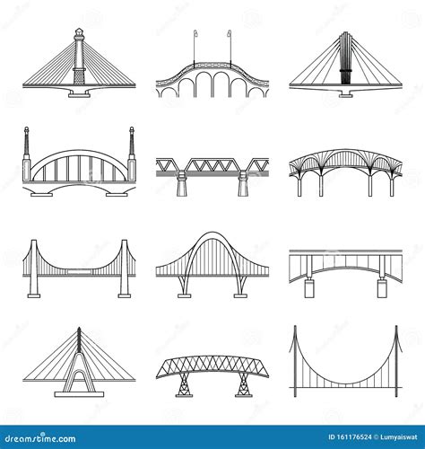 Conjunto De Iconos Lineales Puentes Vectorial Ilustraci N Del Vector