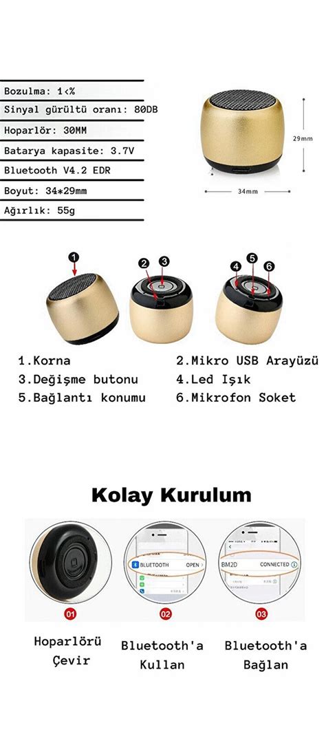 Mini Bluetooth Siyah Hoparlör Taşınabilir Yüksek Sesli Şarjlı Kanp Bahçe Piknik İçin Uygun