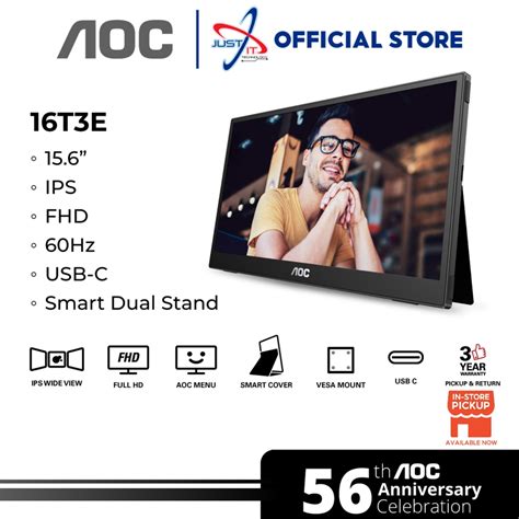 AOC 16T3E E1659FWU 15 6 PORTABLE MONITOR 15 6 IPS FHD 4MS 60HZ TYPE C Shopee Malaysia