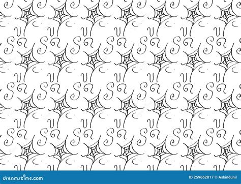 Cobweb Black White Line Art Wrapper Stock Vector Illustration Of Cartoon Seamless 259662817