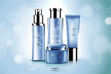 럭셔리 화장품 병 패키지 피부 케어 크림 뷰티 화장품 제품 포스터 Bokeh 및 물 배경 생활필수품에 대한 스톡 벡터 아트 및 기타 이미지 Istock