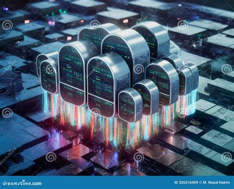 Futuristic Conceptual Illustration Of Cloud Computing Technology Describes A Vast Network Of