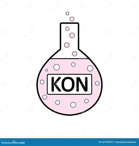 Laboratory Glass With Potassium Hydroxide Stock Illustration